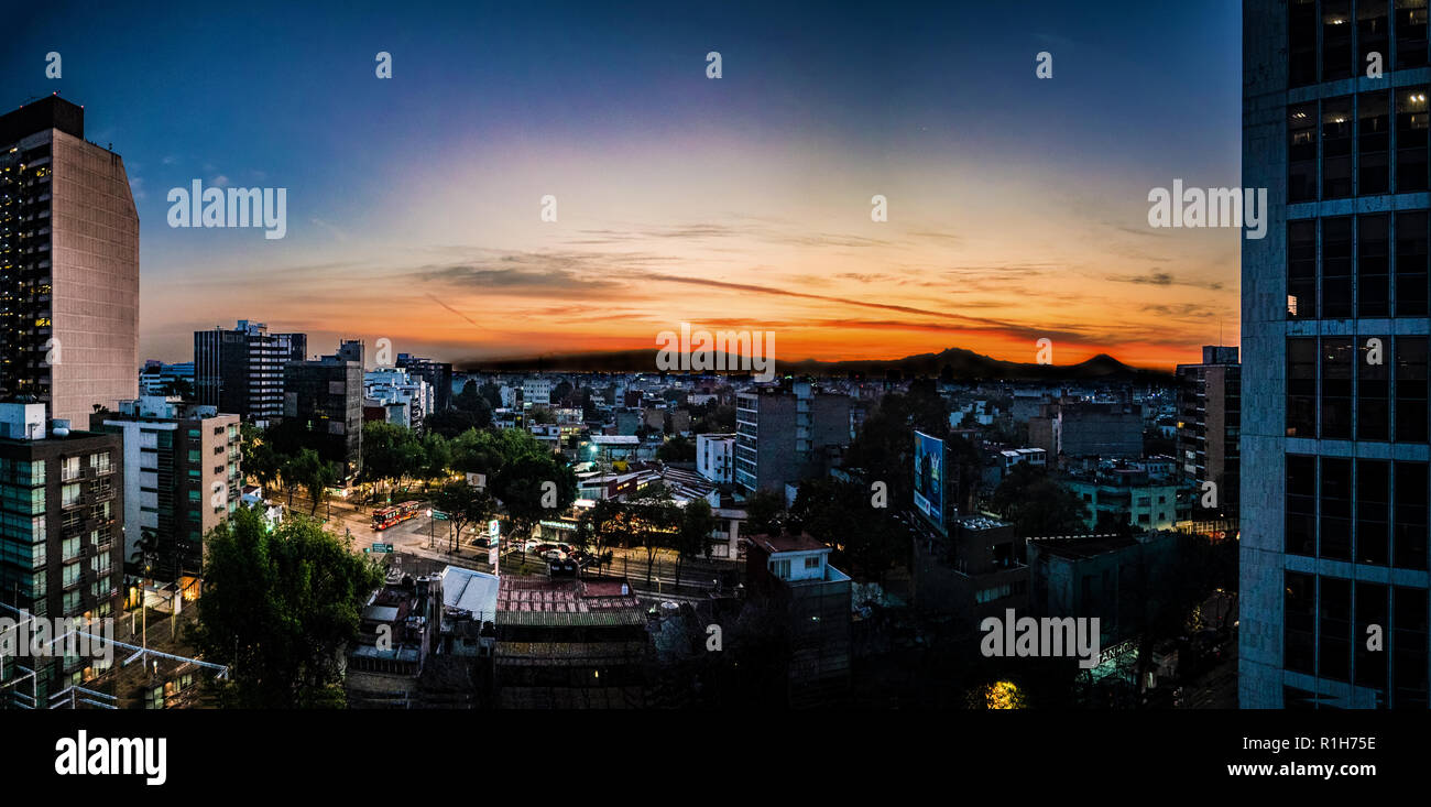 Panorama of Mexico City, Mexico at Dawn Stock Photo - Alamy