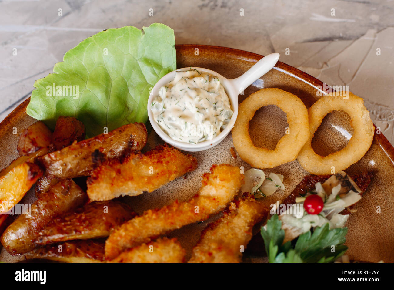 Delicious appetizers for beer and light alcohol drinks Stock Photo - Alamy