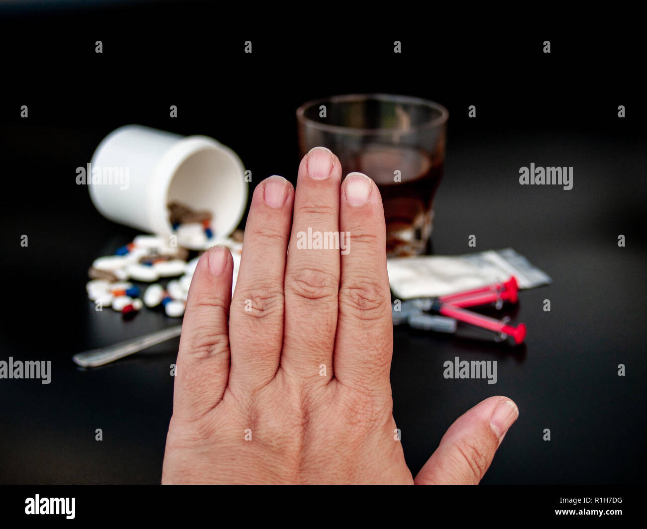 Drug stop gesture hi-res stock photography and images - Alamy