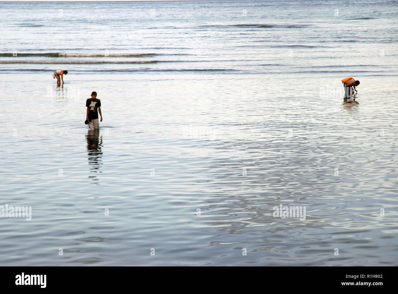 People fishing in sea, Escano Beach, Dumaguete, Negros Oriental ...