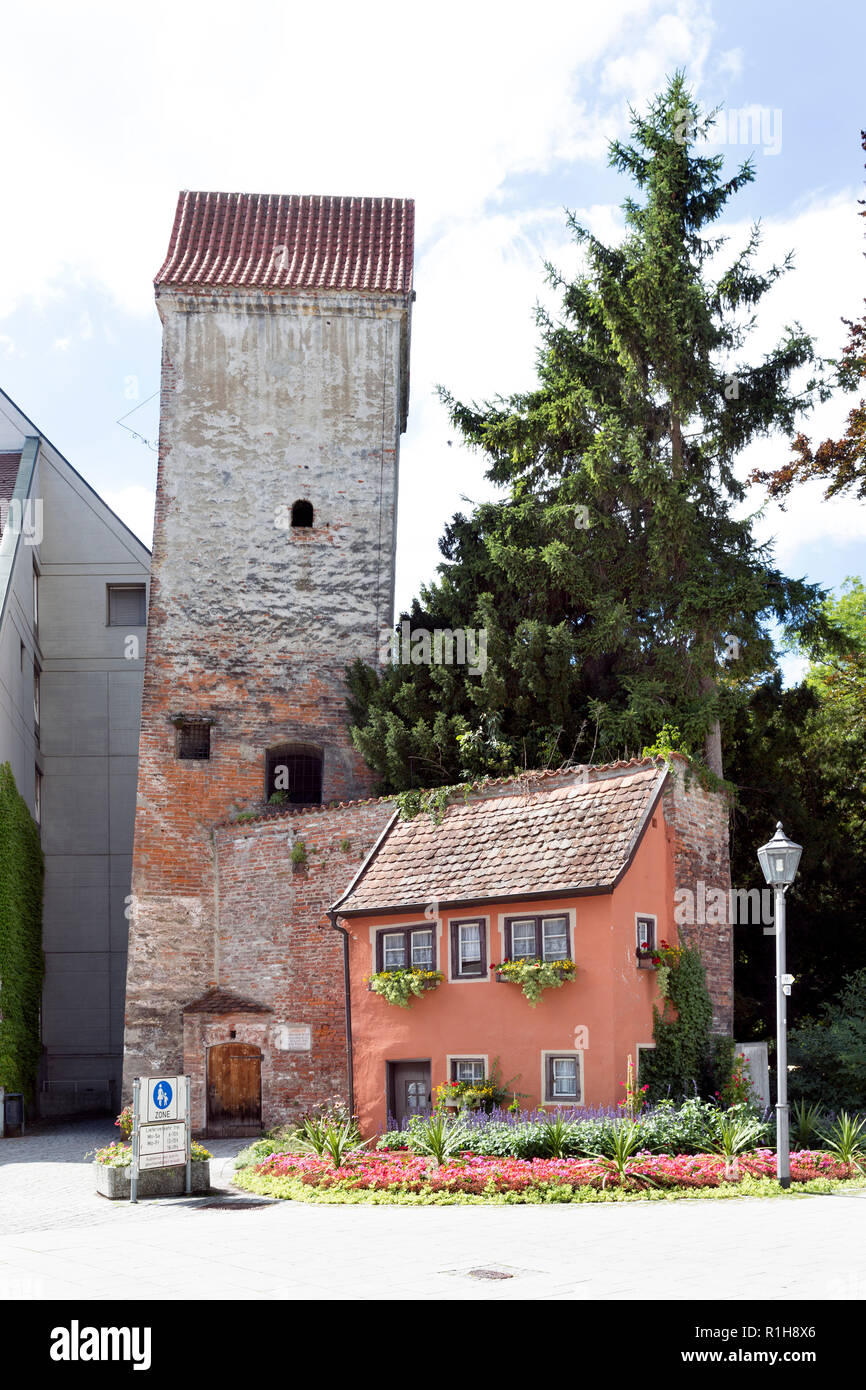 Hexenturm with city wall and residential building, part of the medieval ...