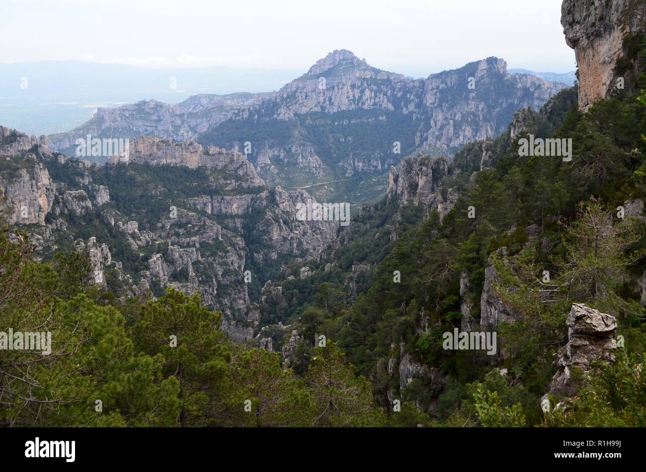 Els Ports Natural Park, a limestone mountain massif at the border ...