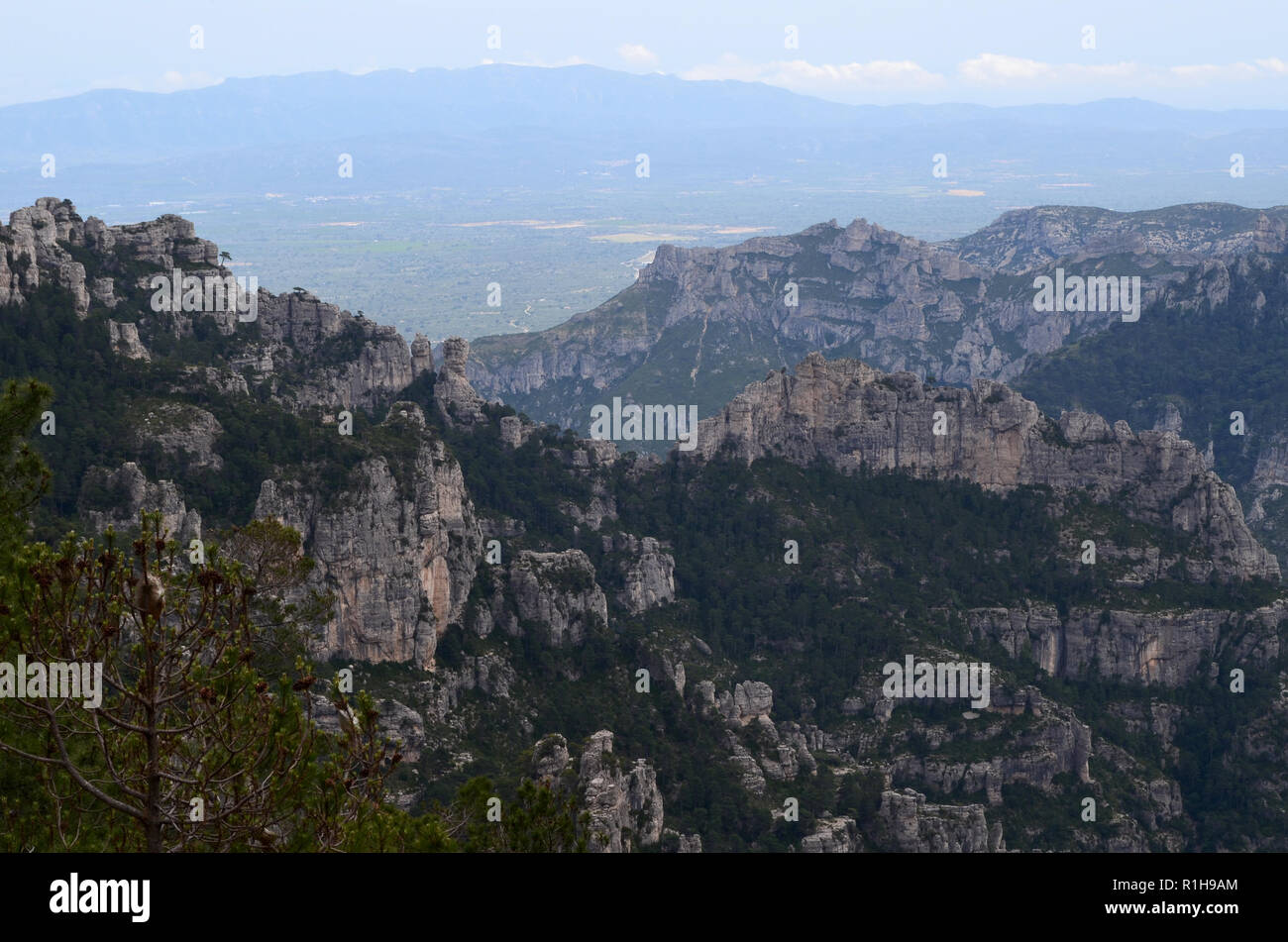 Els Ports Natural Park, a limestone mountain massif at the border ...
