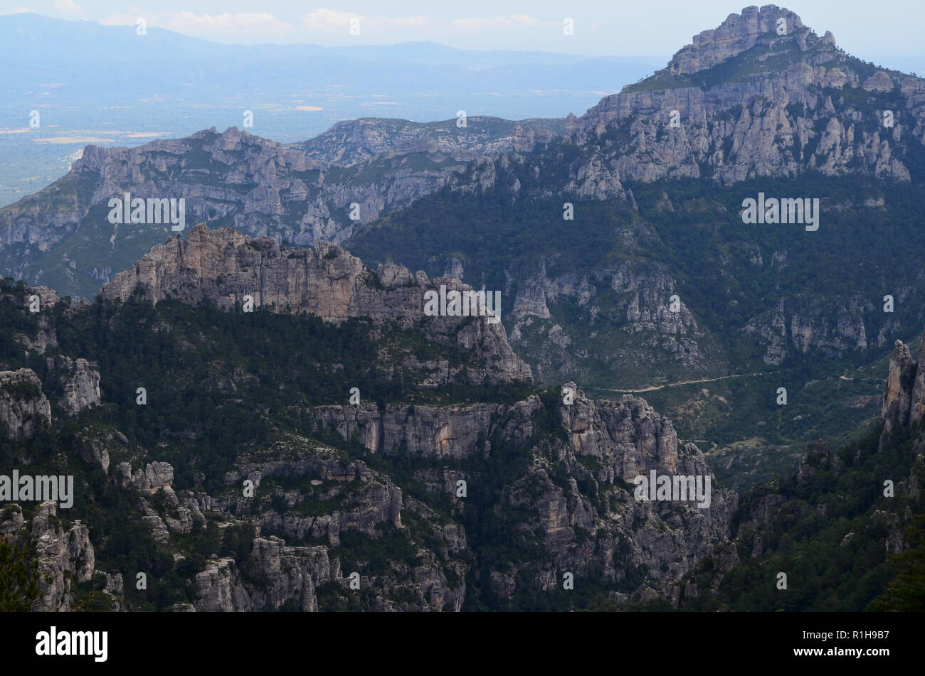 Els Ports Natural Park, a limestone mountain massif at the border ...