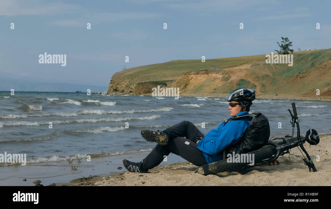 Fat bike also called fatbike or fat-tire bike in summer driving on the ...
