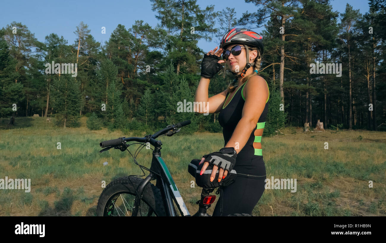 Fat bike also called fatbike or fat-tire bike in summer riding in the ...