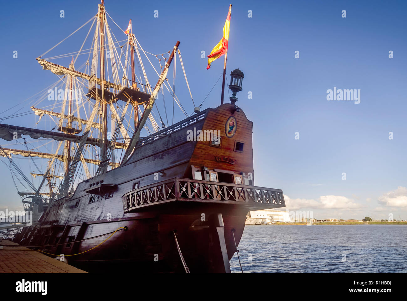 Tall ship El Galeon Andalucia is docked outside GulfQuest Maritime ...