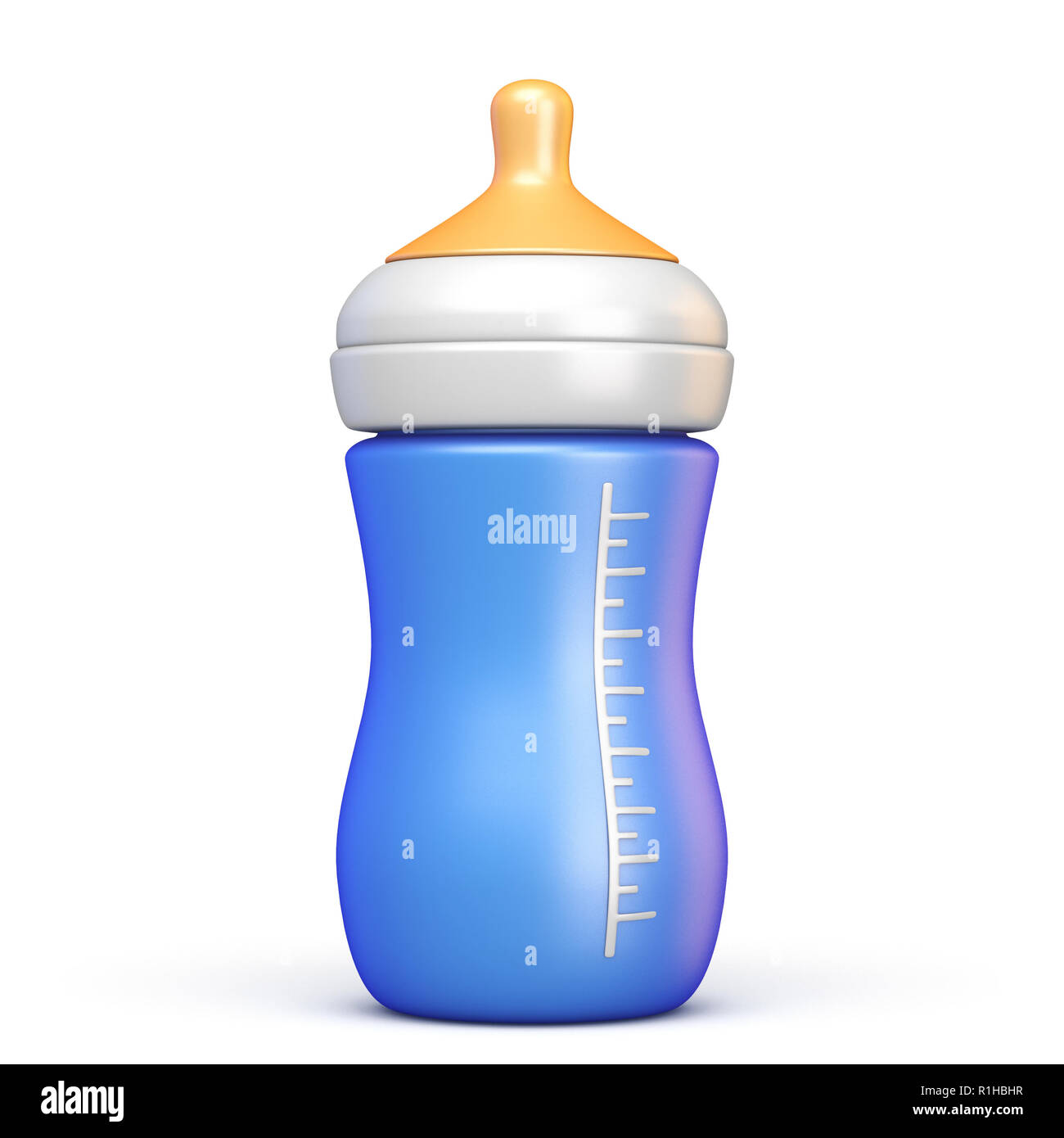 Blue baby bottle 3D rendering illustration isolated on white background ...