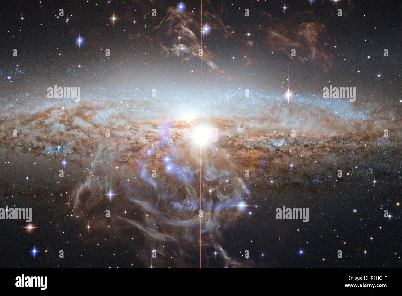 Beautiful galaxy and cluster of stars in the space night. Elements of ...