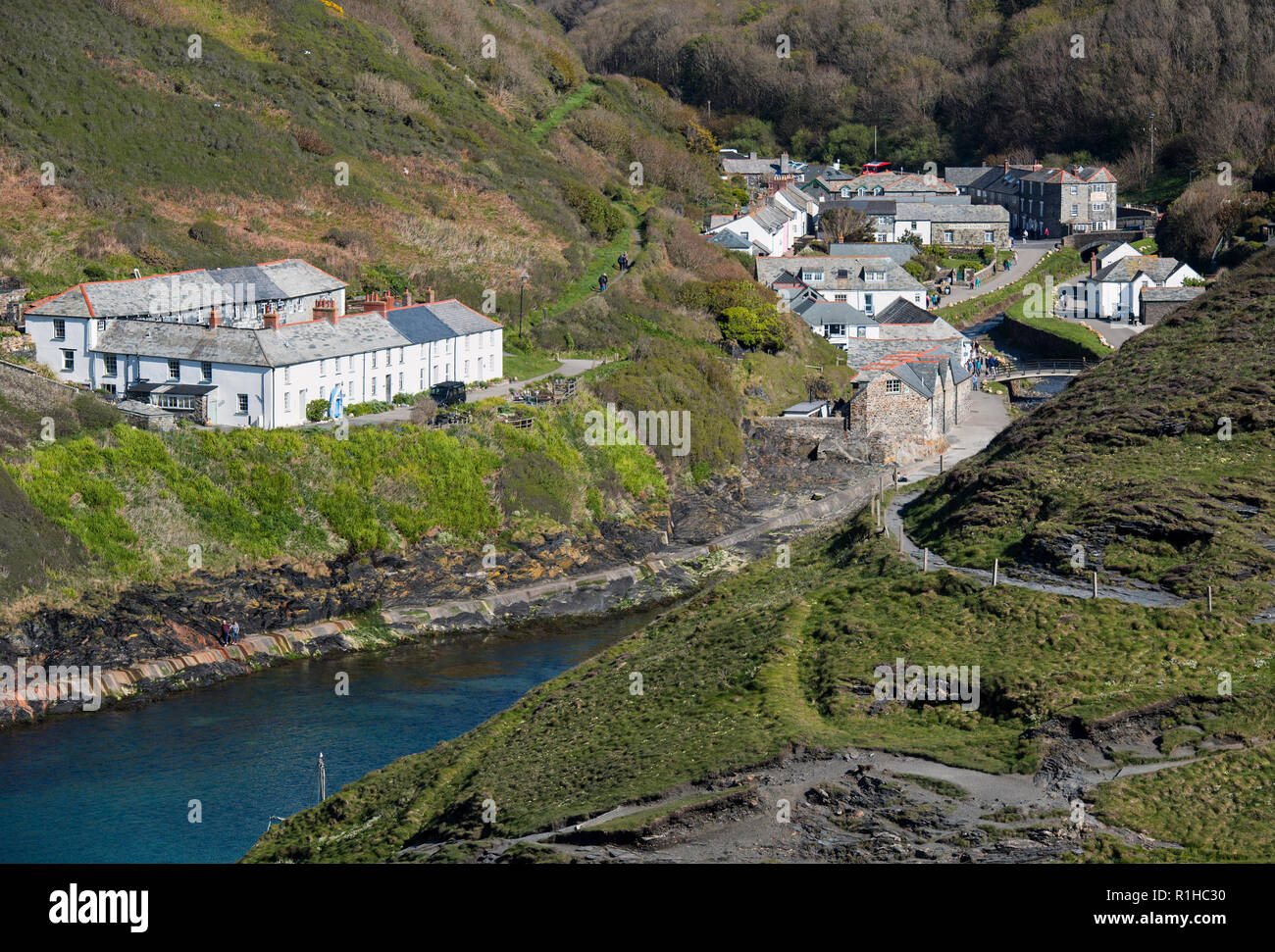 Aerial view of the village of Boscastle in Cornwall, England, UK Stock ...