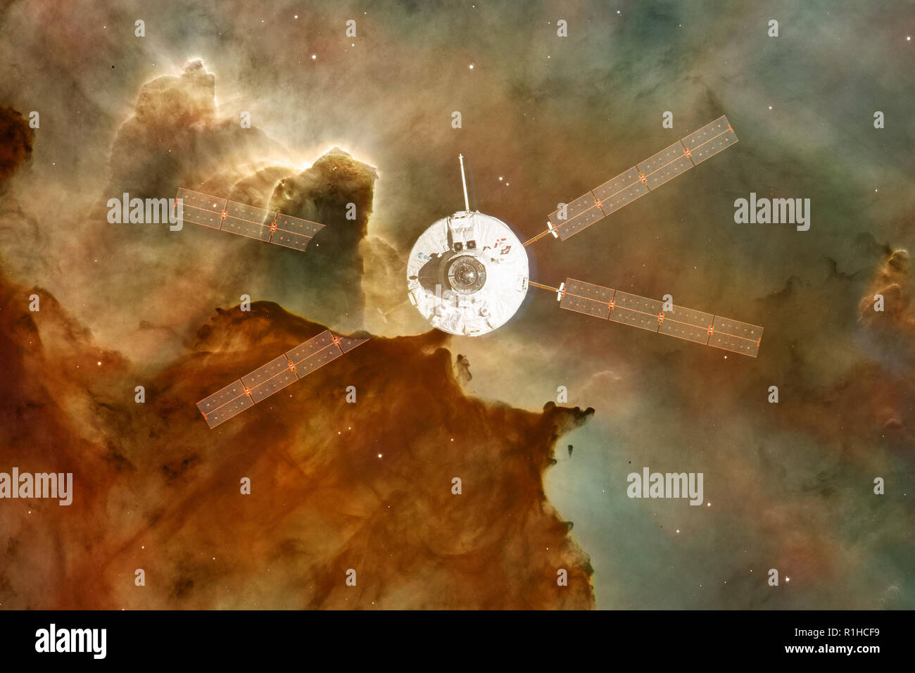 Spacecraft launch into space. Beauty of outer space. Billions of ...