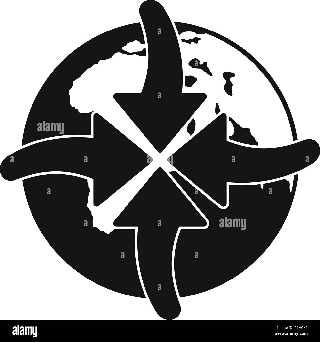 Arrow of world icon. Simple illustration of arrow of world vector icon ...