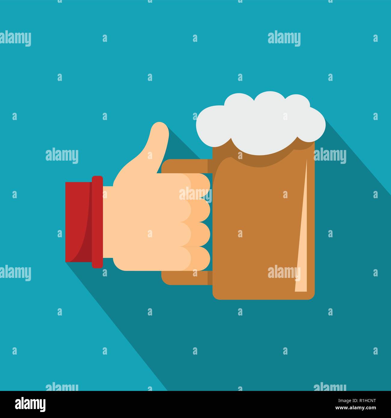 Beer in hand icon. Flat illustration of beer in hand vector icon for ...