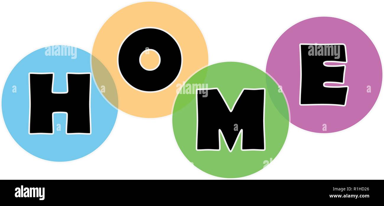 Home icon with the write Home inside colored circles - Vector Stock ...