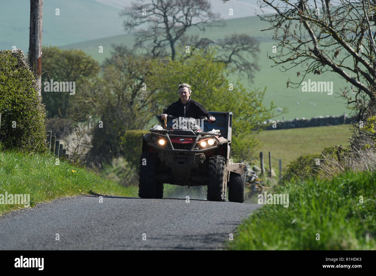 Quad bike and driver Stock Photo - Alamy