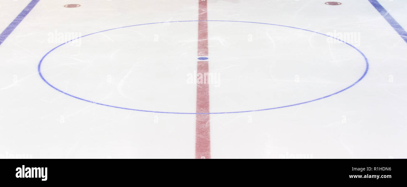 Fragment of ice hockey rink with a central circle. Concept, hockey ...