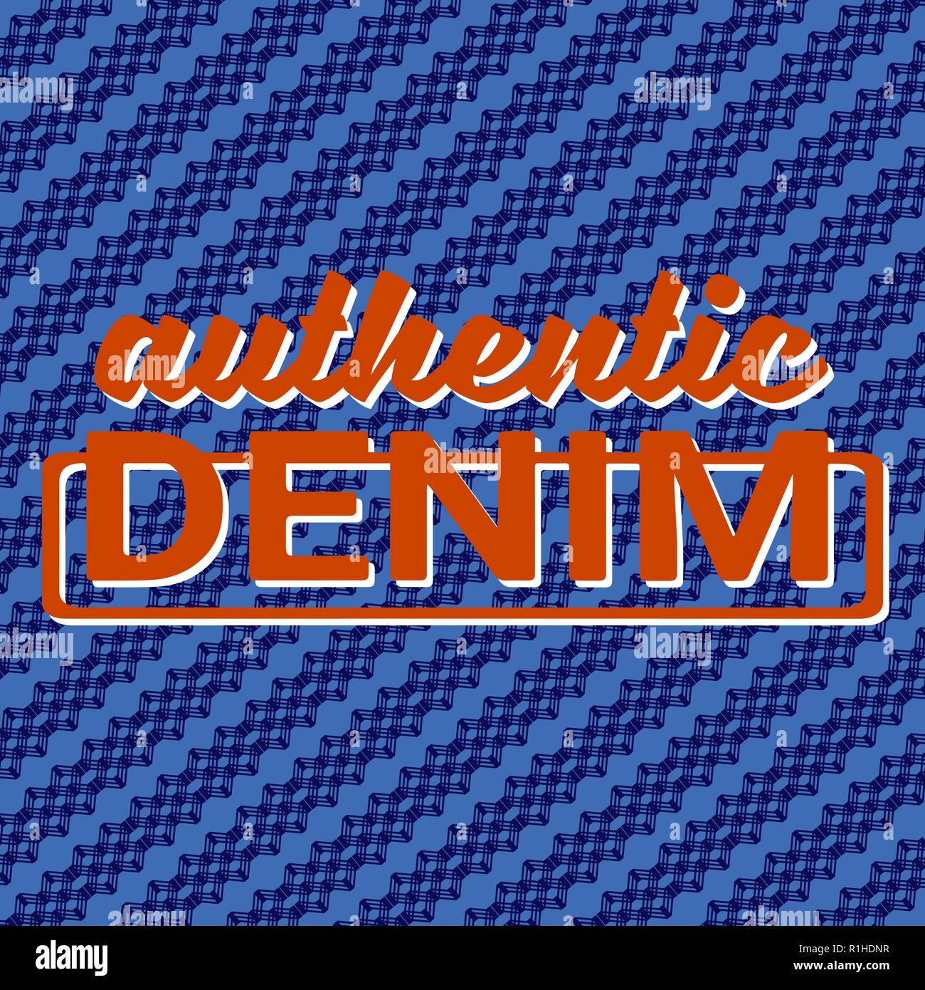 Authentic Denim typography on geometric modern denim pattern vector ...