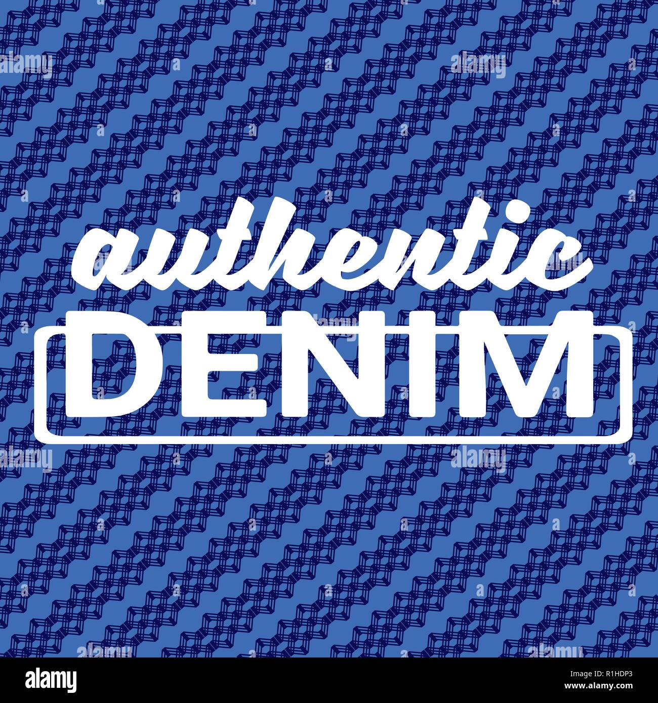 Authentic Denim typography on geometric modern denim pattern vector ...