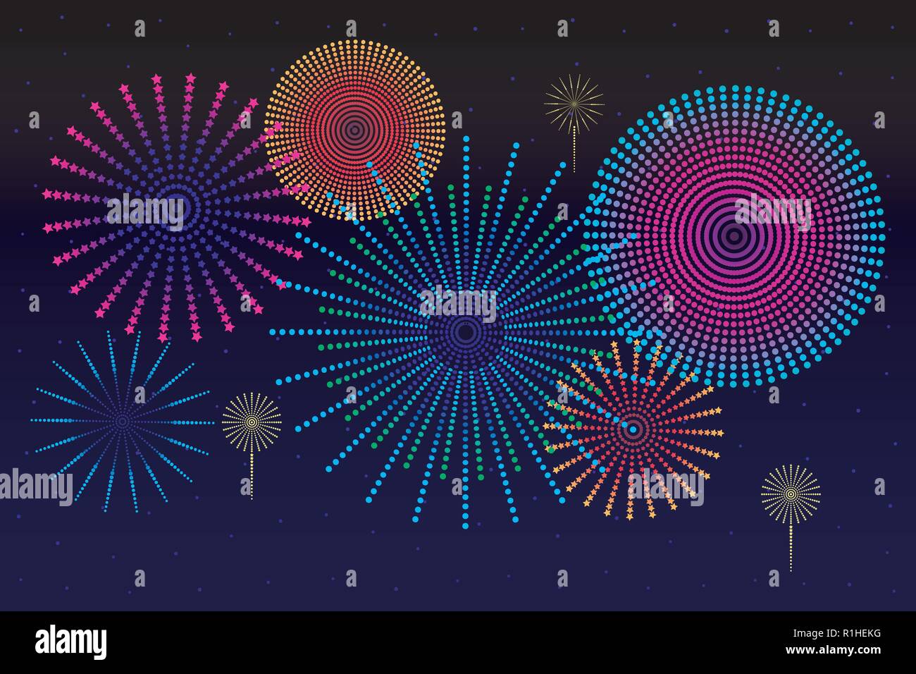 Fireworks composition Vector illustration for banners and postersMany ...