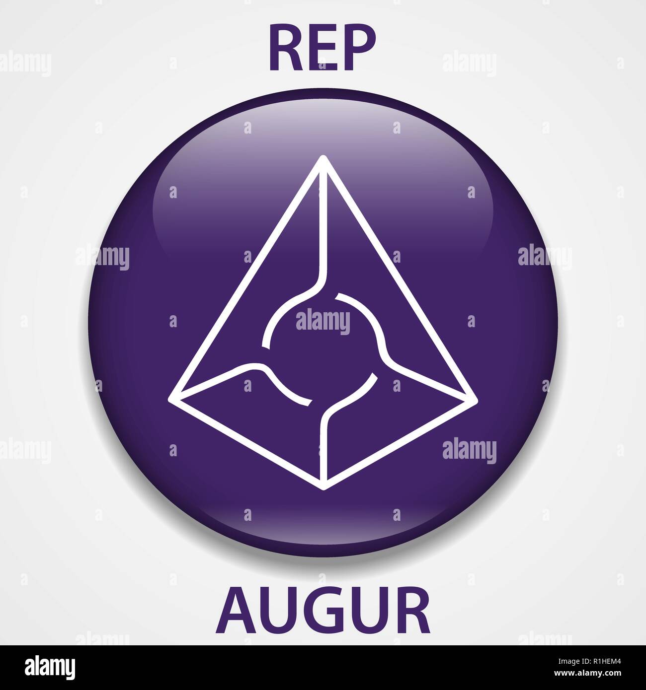 Augur Coin cryptocurrency blockchain icon. Virtual electronic, internet ...