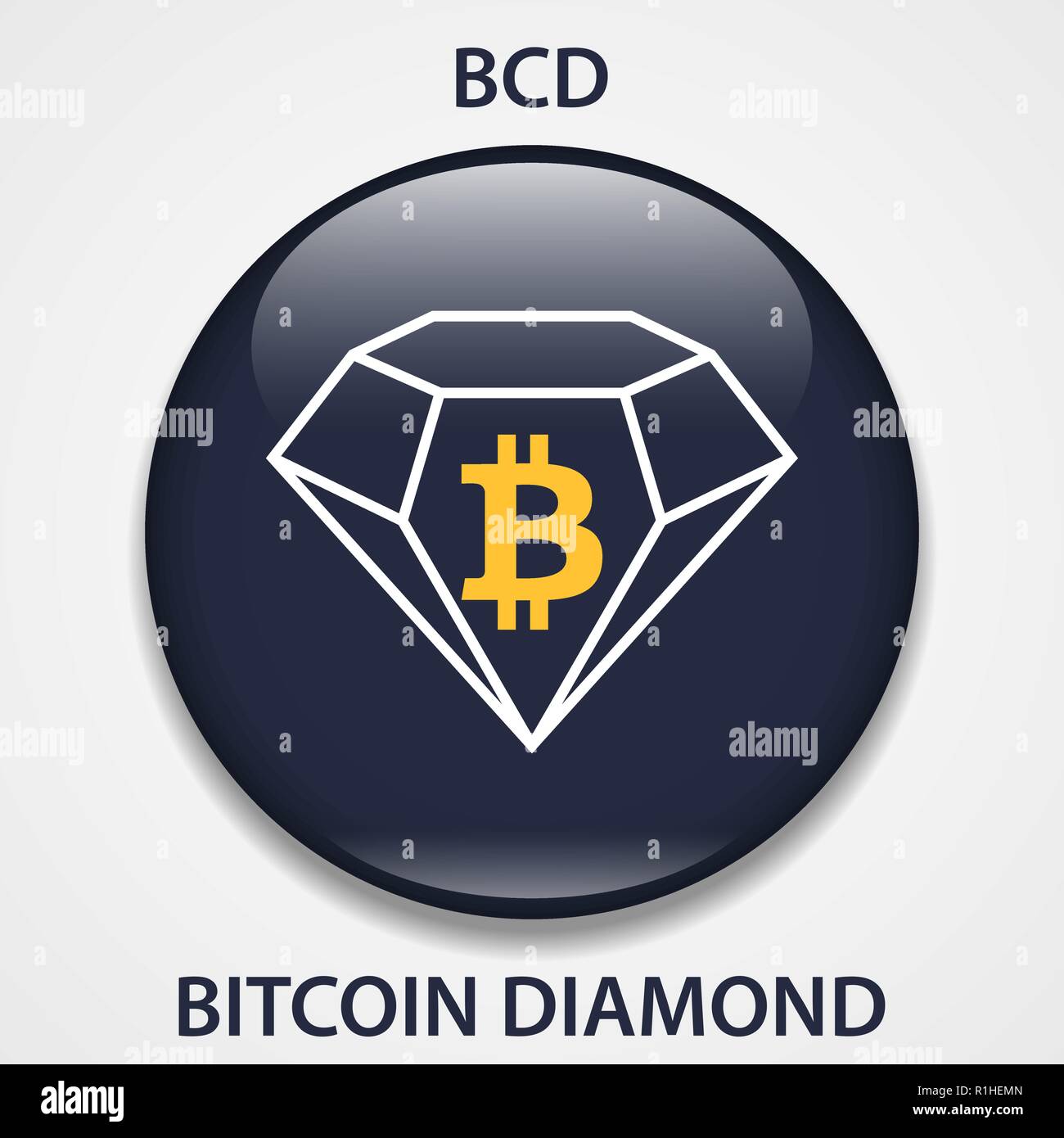 Bitcoin Diamond Coin cryptocurrency blockchain icon. Virtual electronic ...