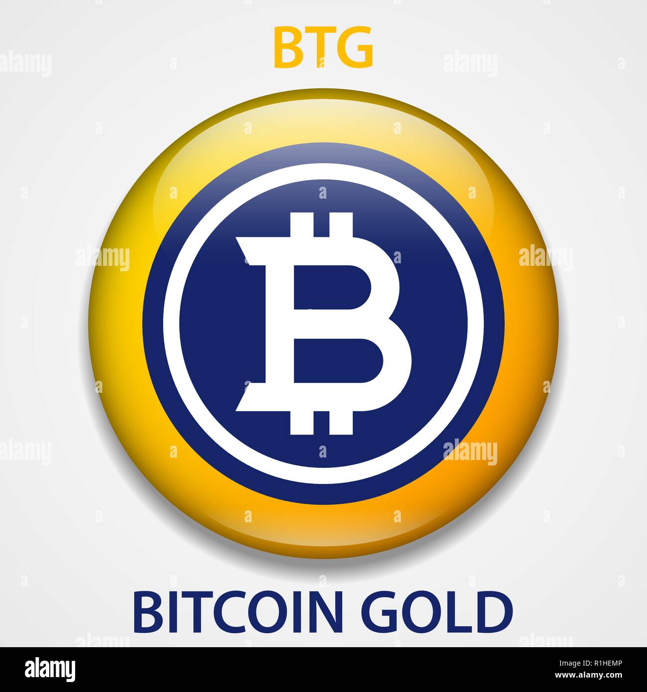 Bitcoin Gold Coin cryptocurrency blockchain icon. Virtual electronic ...