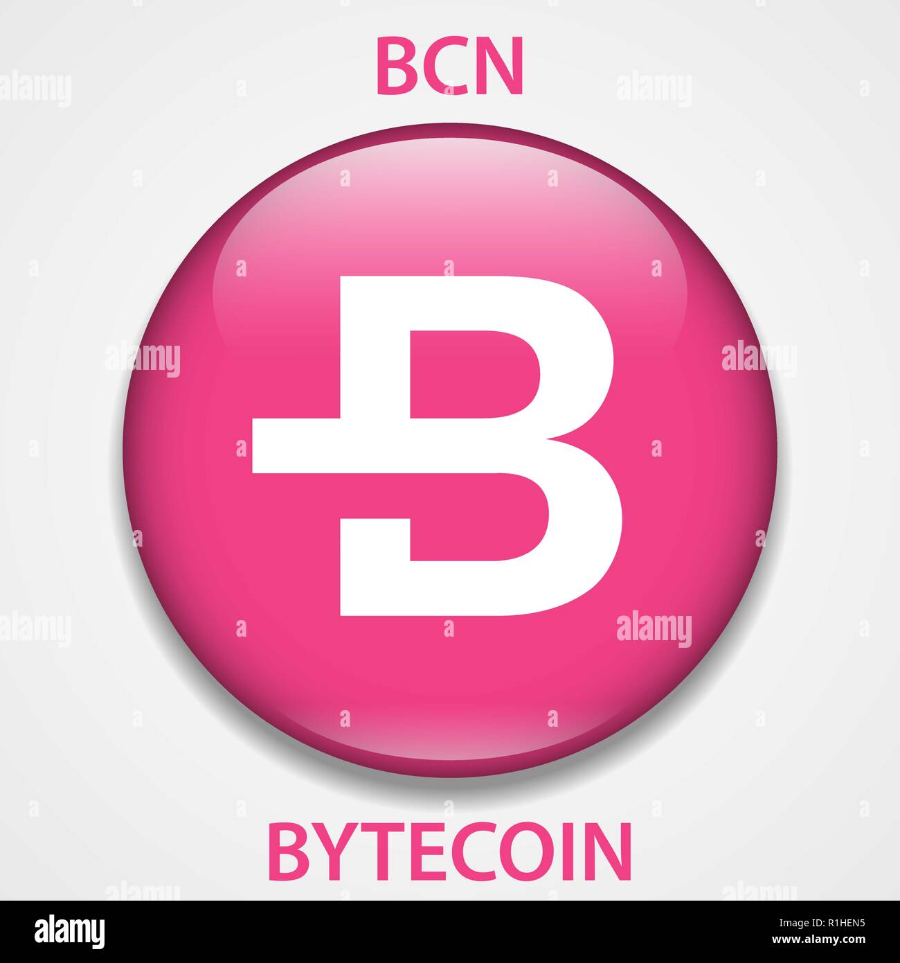 Bytecoin Coin cryptocurrency blockchain icon. Virtual electronic, internet money or cryptocoin ...