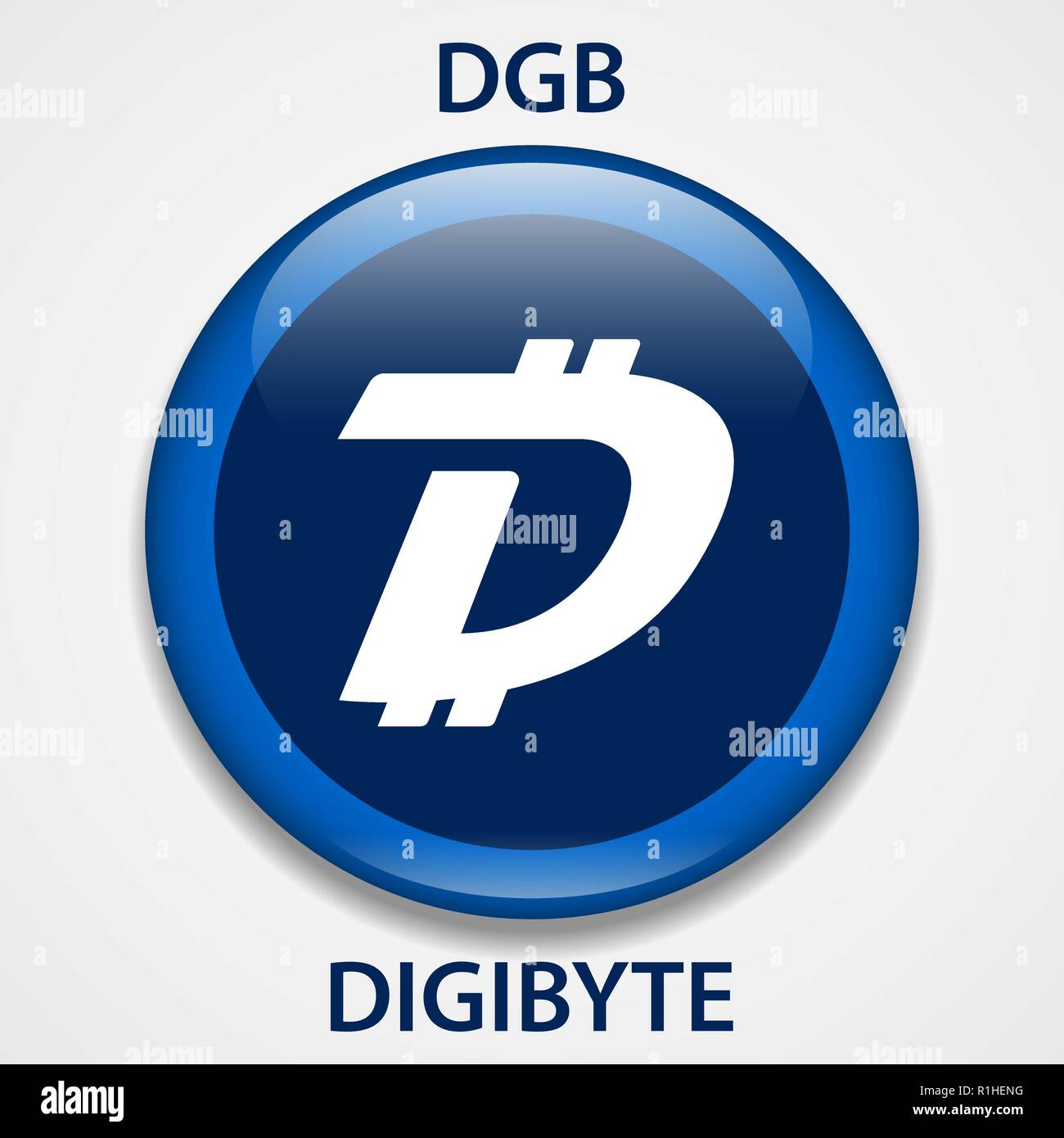 Digibyte Coin cryptocurrency blockchain icon. Virtual electronic ...