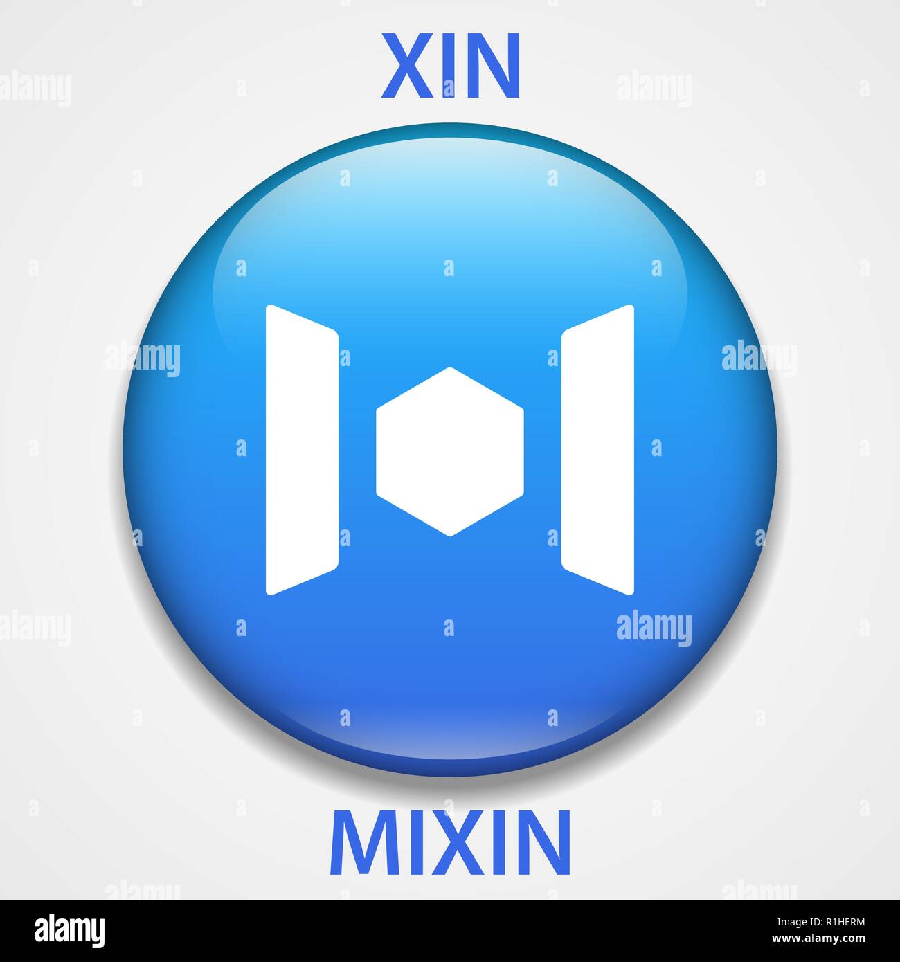 Mixin Coin cryptocurrency blockchain icon. Virtual electronic, internet ...