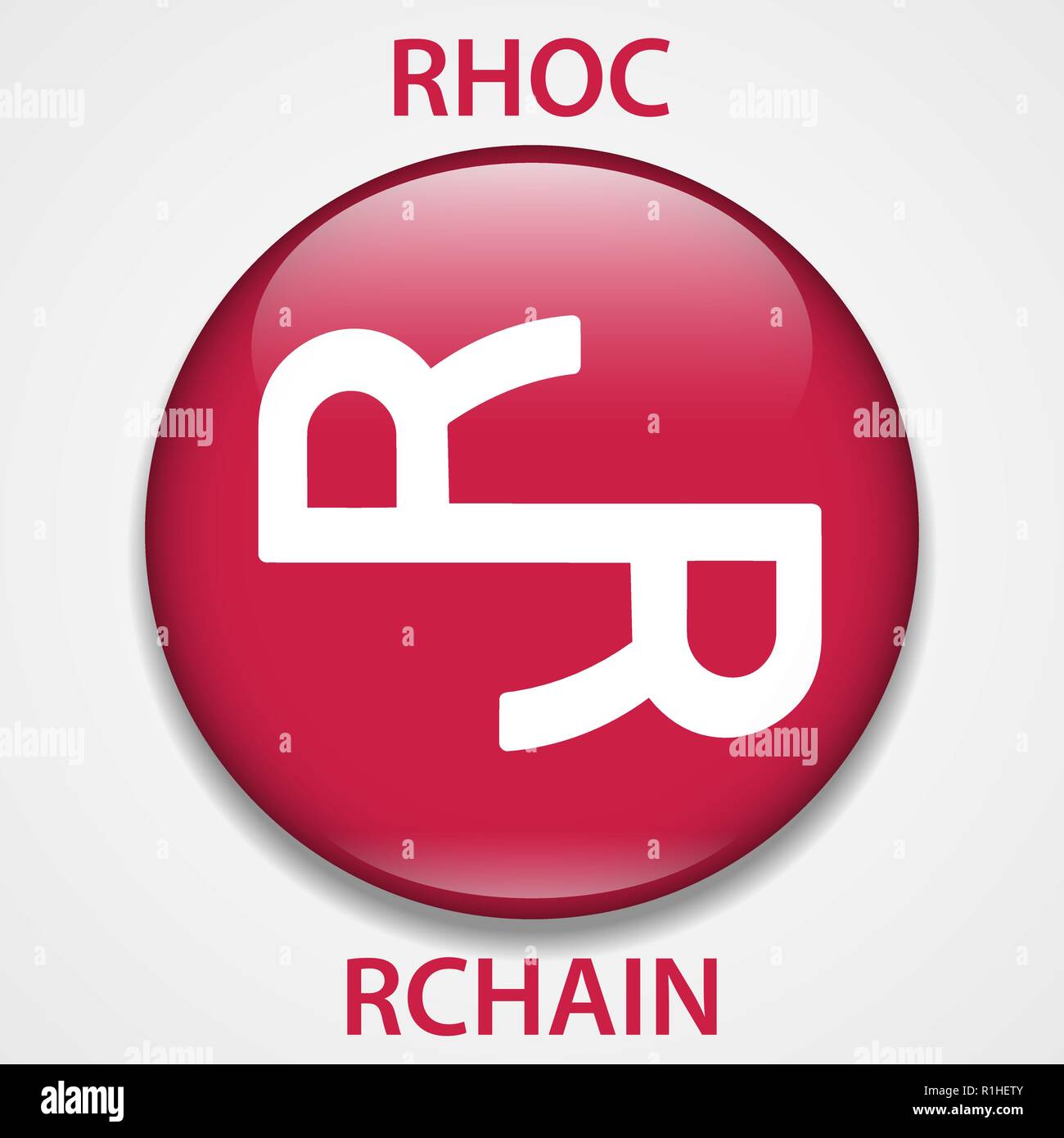 Rchain Coin cryptocurrency blockchain icon. Virtual electronic ...