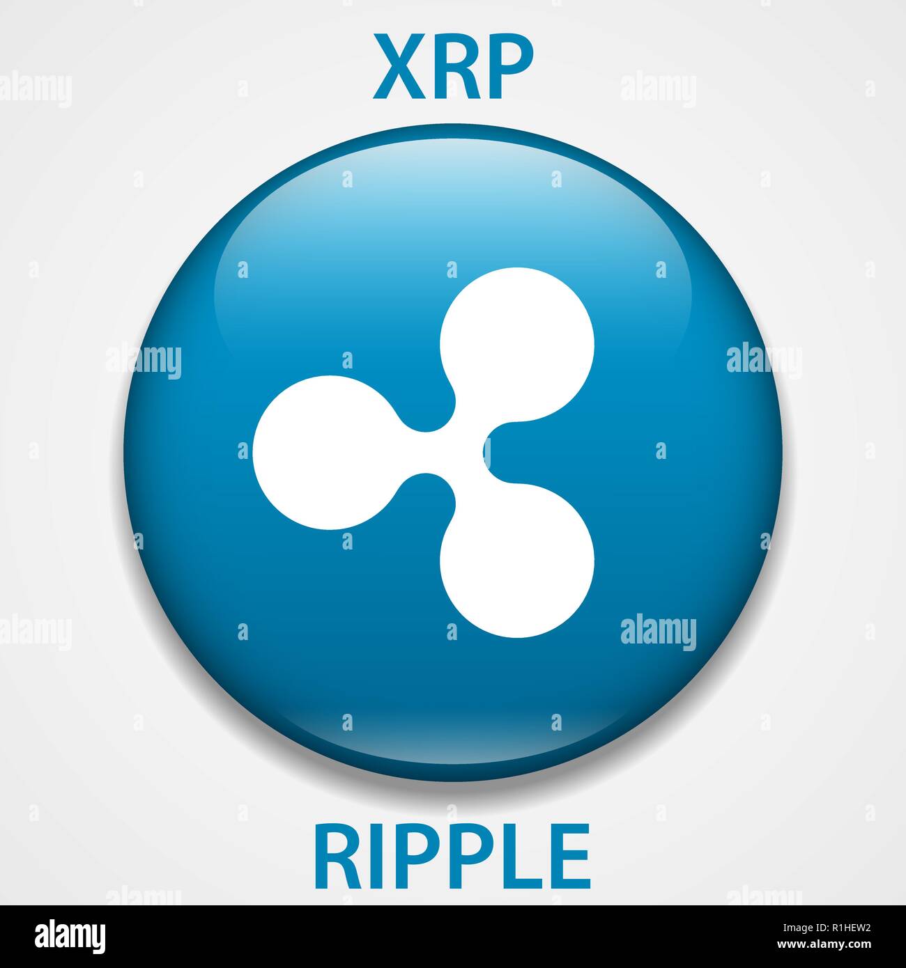 Ripple cryptocurrency blockchain icon. Virtual electronic, internet ...