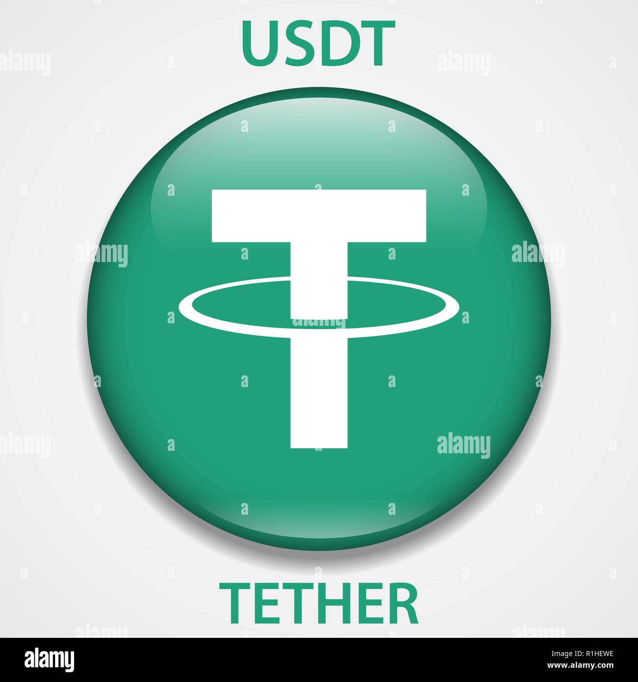 Tether cryptocurrency blockchain icon. Virtual electronic, internet ...