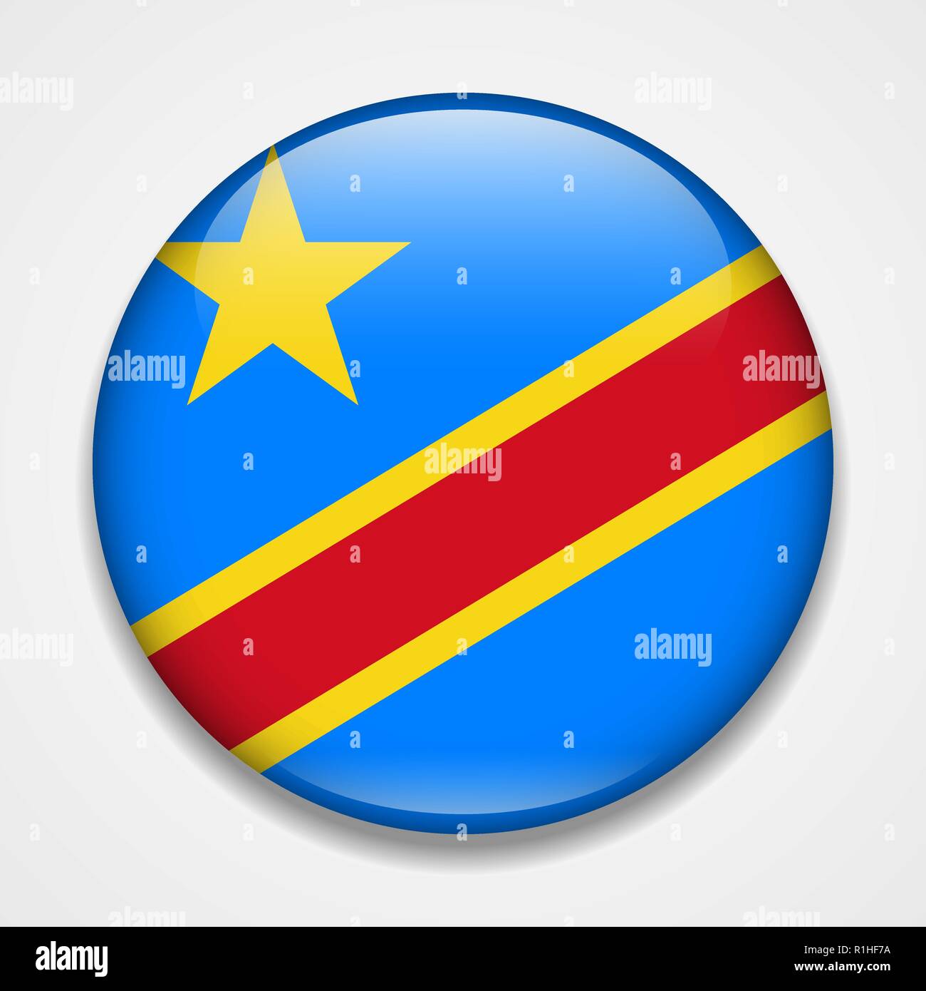 Flag of Democratic Republic of the Congo. Round glossy badge Stock ...