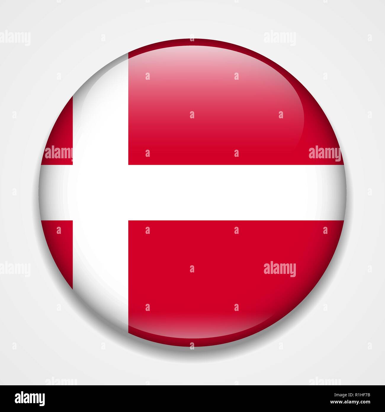 Flag of Denmark. Round glossy badge Stock Vector Image & Art - Alamy