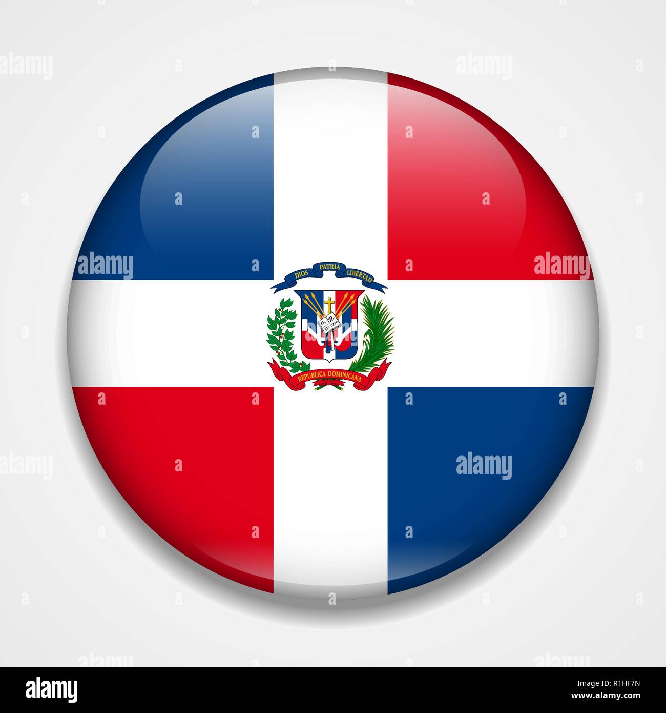 Flag of Dominican Republic. Round glossy badge Stock Vector Image & Art - Alamy