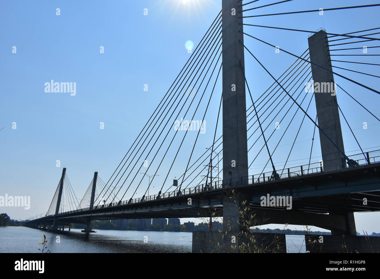 Bridge over St. Lawrence river in Laval Stock Photo - Alamy
