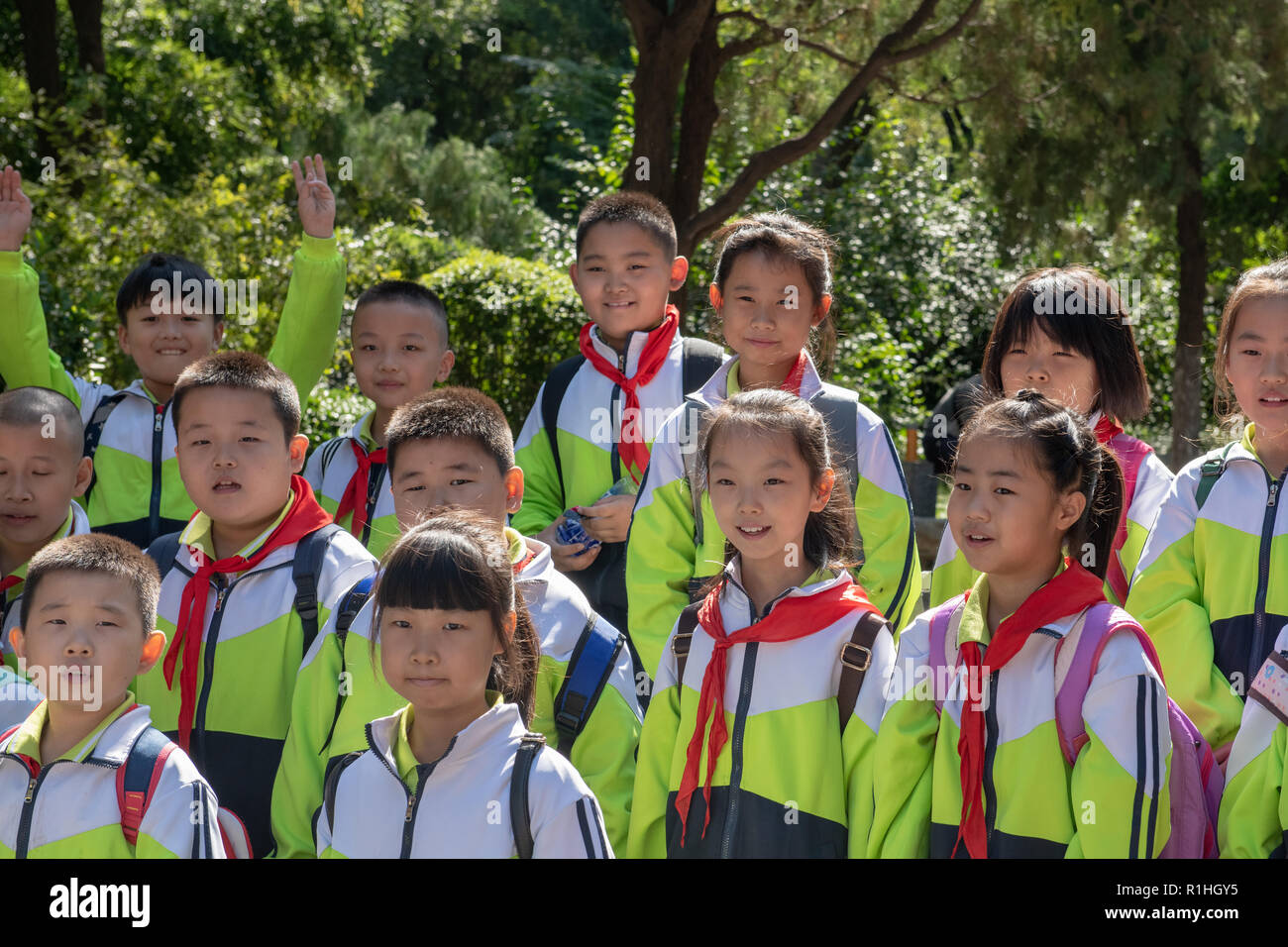 Chnese School children in park, Jinan, China Stock Photo - Alamy