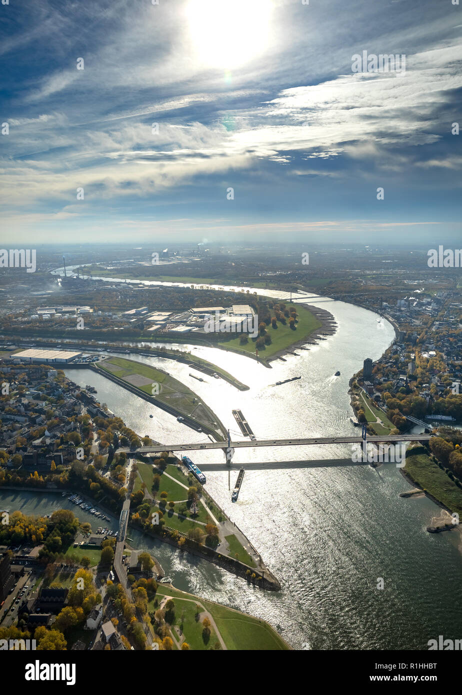 Aerial View, Ruhr estuary, Rhine-Herne Canal, Rhine Orange, river ...