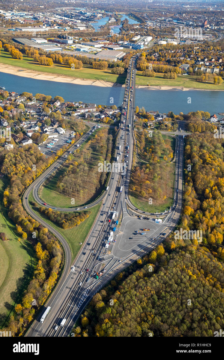Aerial view, A40 homberger side, weight restriction,, truck singling ...