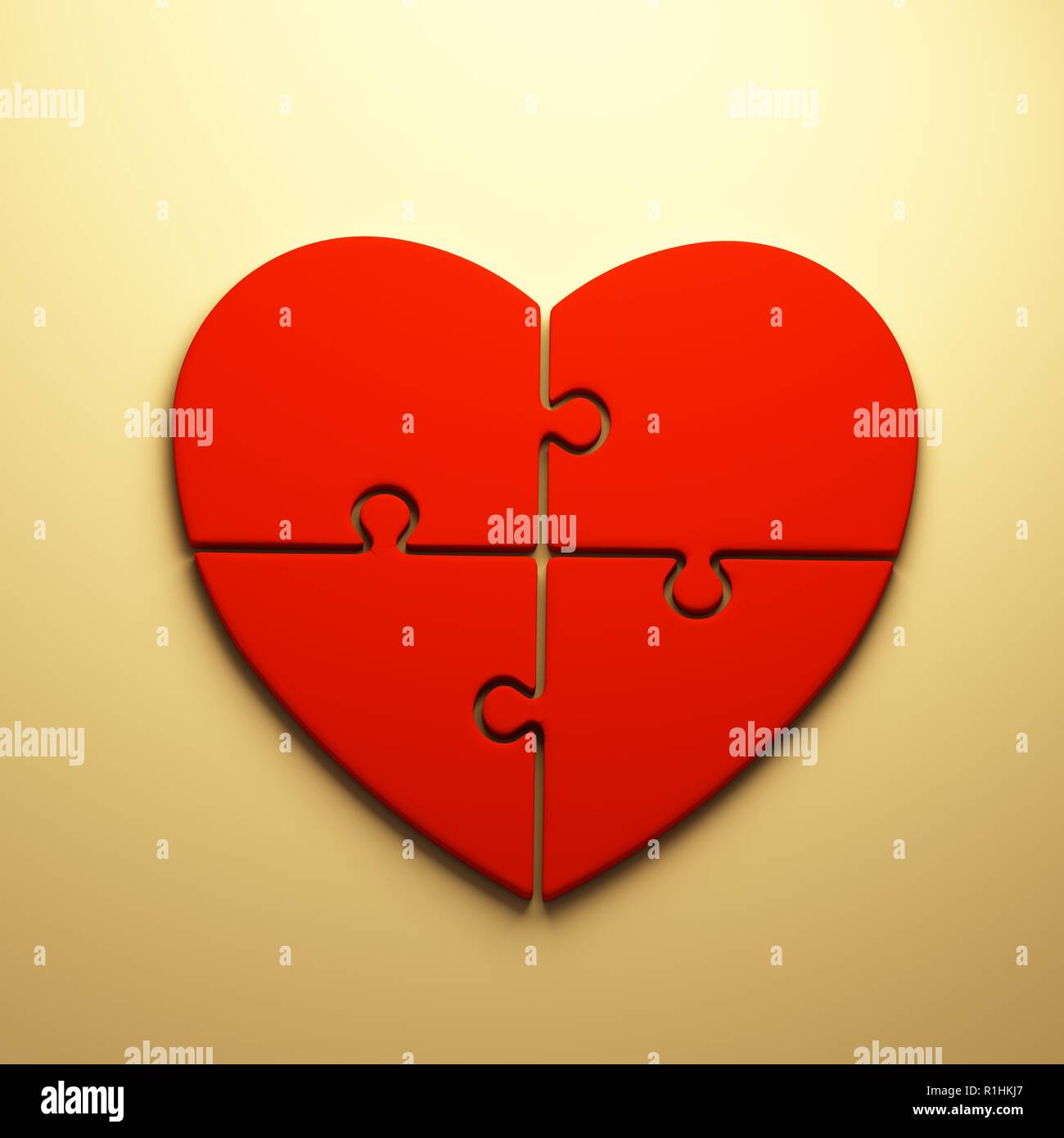 3D Heart puzzle shape render Stock Photo - Alamy