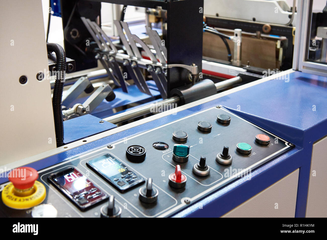 Control panel of plastic bag making machine on plant Stock Photo - Alamy