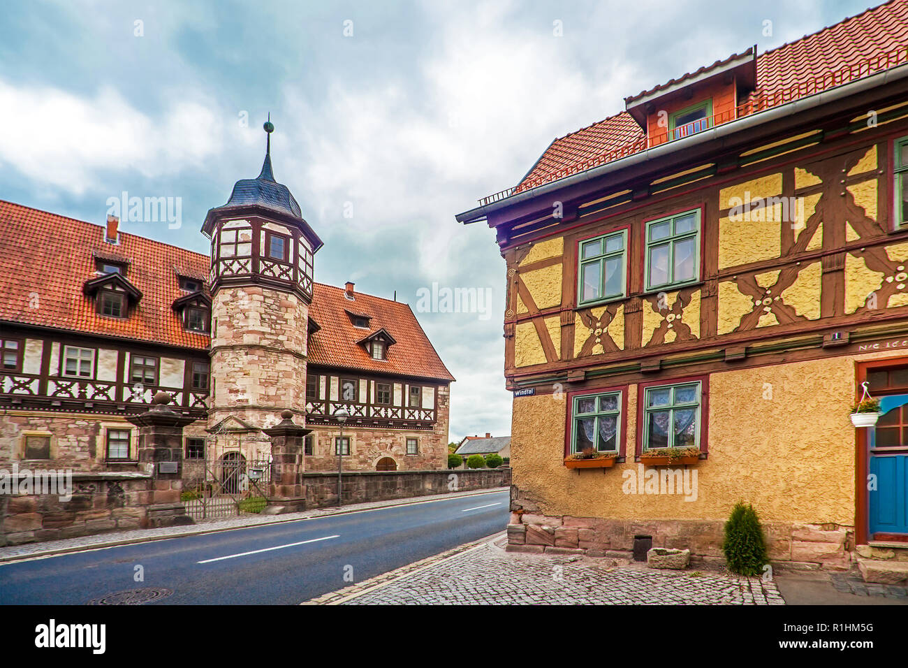 The downtown of Wasungen in Thuringia Germany on October 27, 2018 Stock ...
