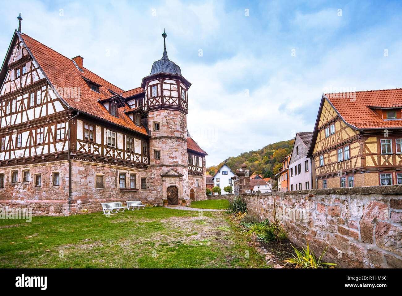 The downtown of Wasungen in Thuringia Germany on October 27, 2018 Stock ...