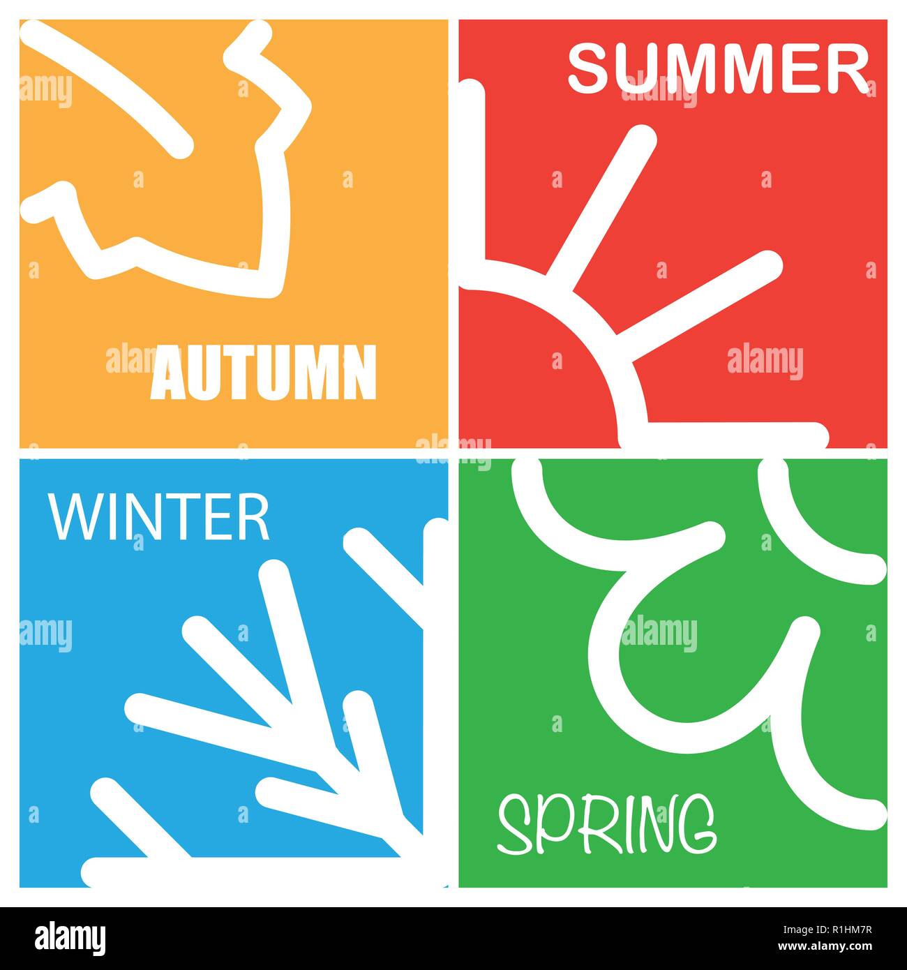 DIfferent colors four nature seasons patterns isolated on white Stock ...