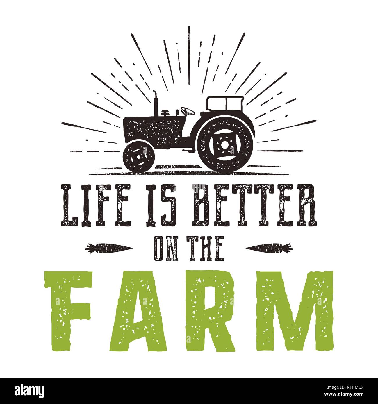 Life is better on the Farm emblem. Vintage hand drawn farming logo ...