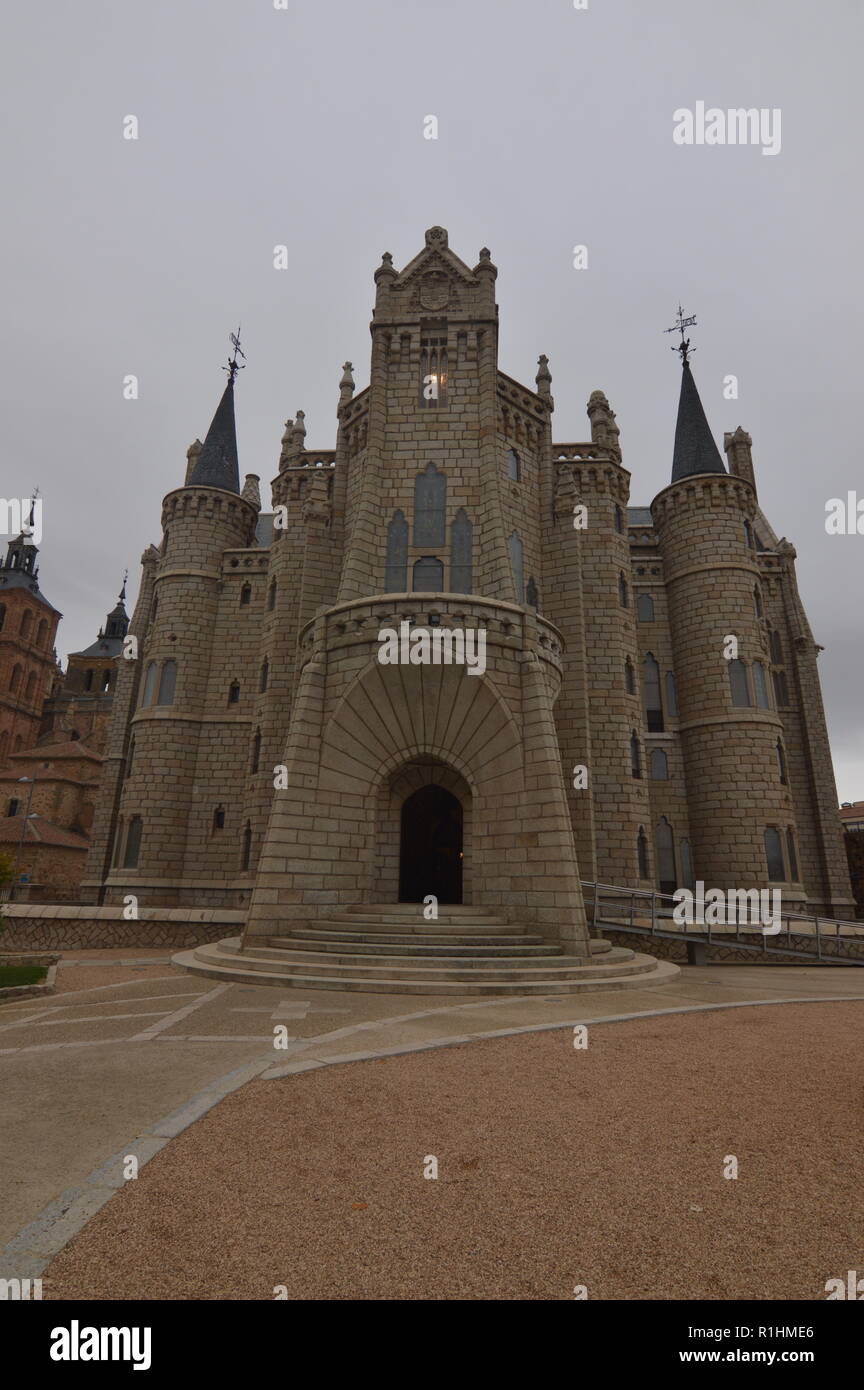 Main Facade Of The Episcopal Palace Of Gaudi In Astorga. Architecture ...