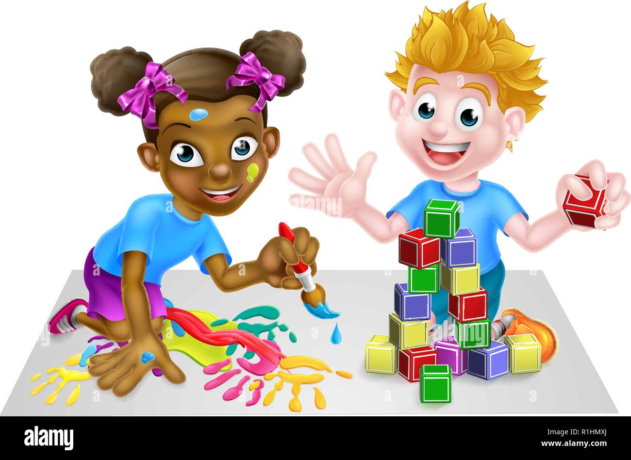 White and black children playing hi-res stock photography and images ...