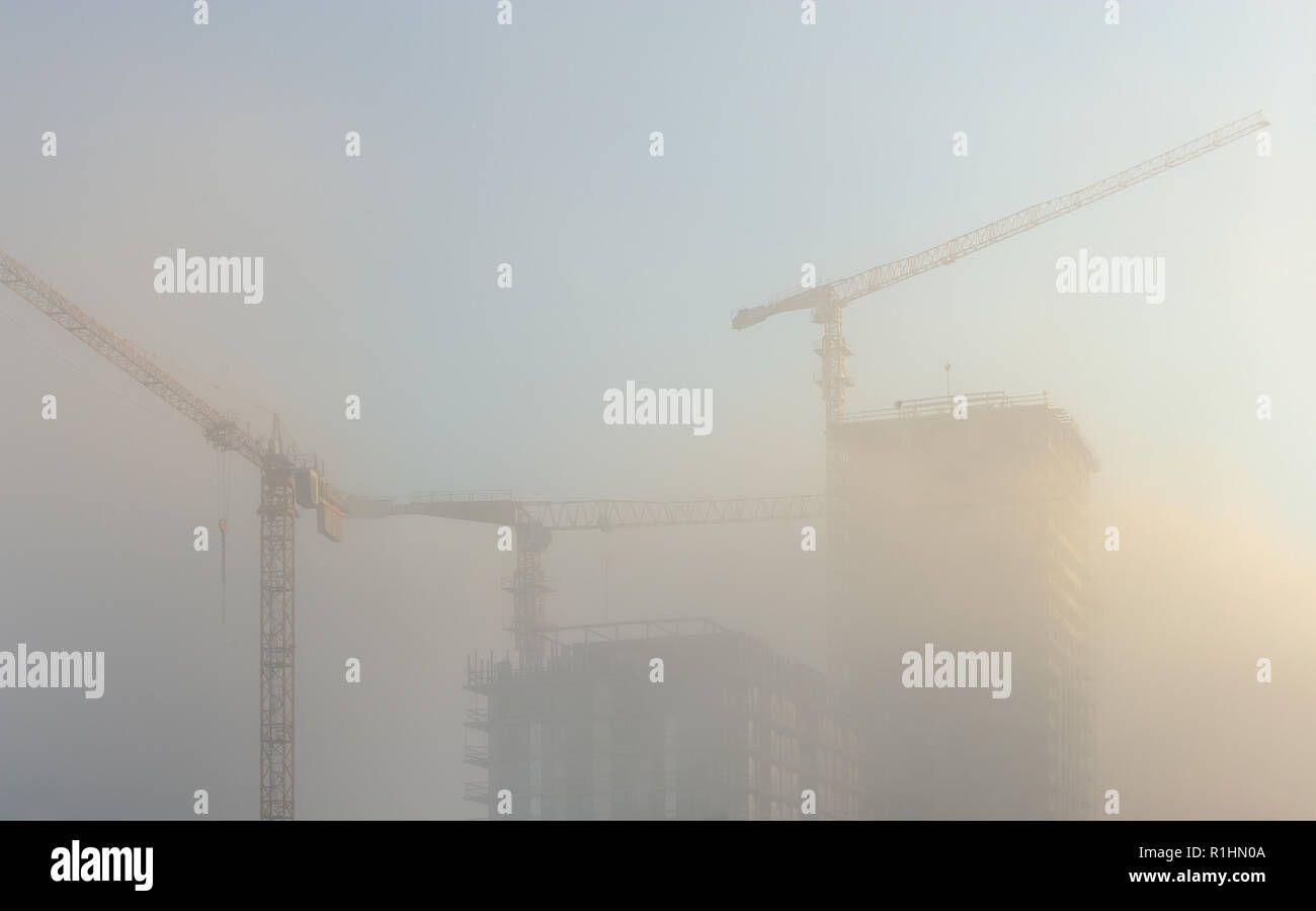 Skyscraper fog crane hi-res stock photography and images - Alamy