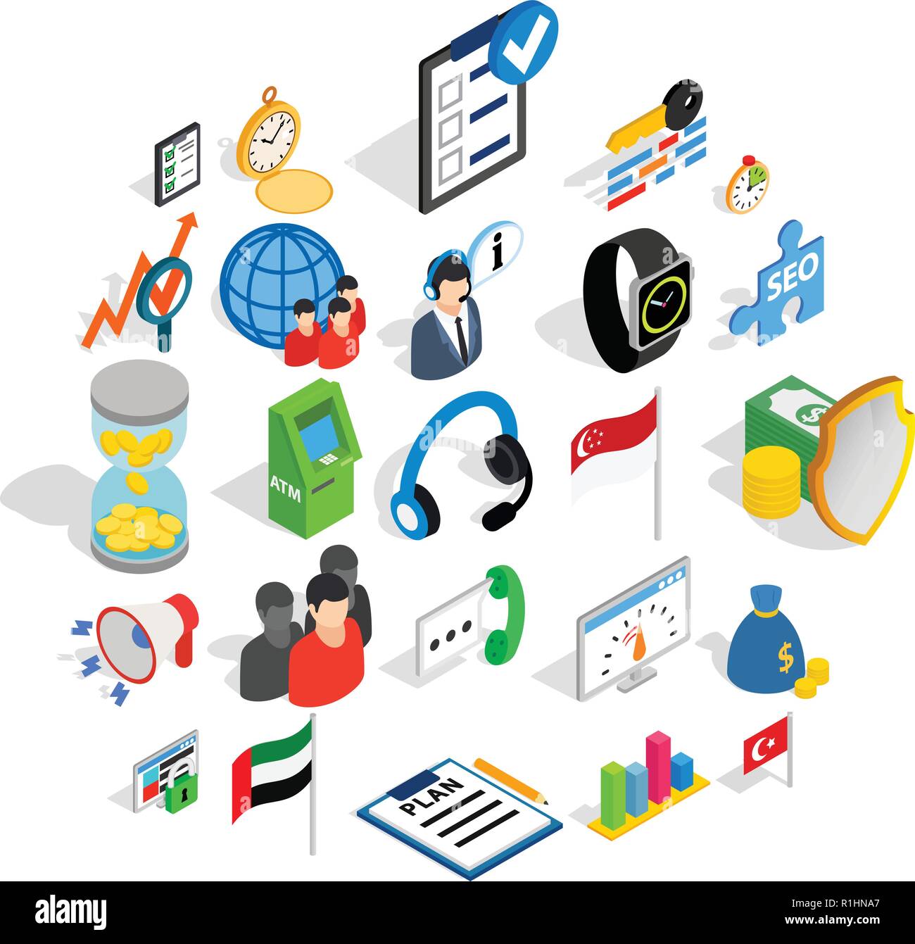 Industrial tycoon icons set, isometric style Stock Vector Image & Art ...