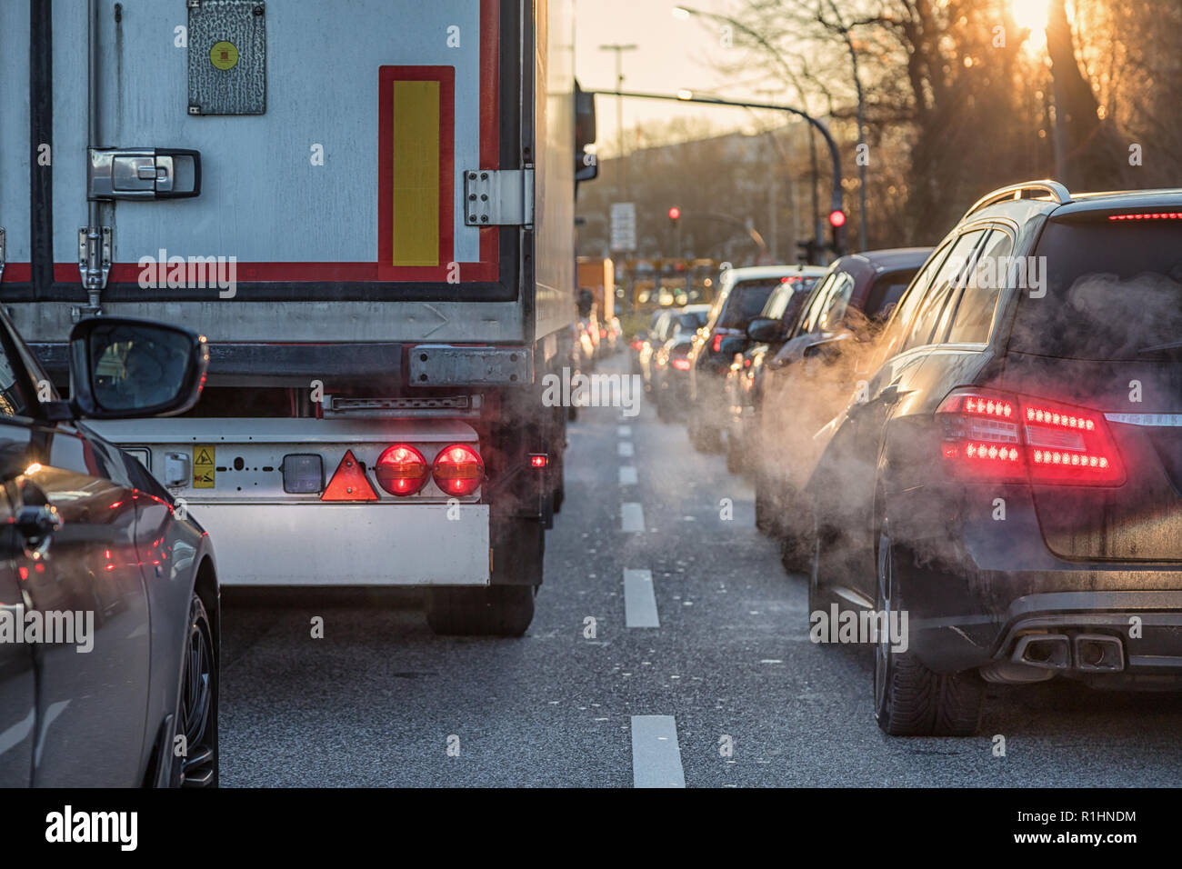 truck in traffic jam Stock Photo - Alamy
